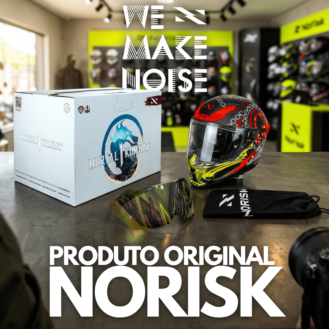 Capacete Norisk Rock Com Oculos Solar Mortal Kombat Scorpion - RS1 Moto